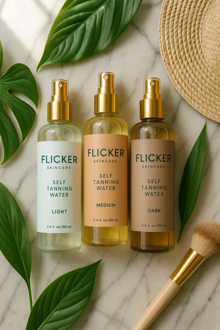 Self Tanning Water (Light/Middle/Dark) – 200 ml – Flicker Skincare